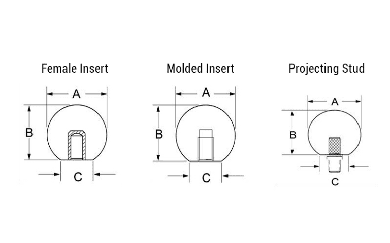 BALL KNOB, 1 18/25", RED, THERMOSET, MODEL 0044AX